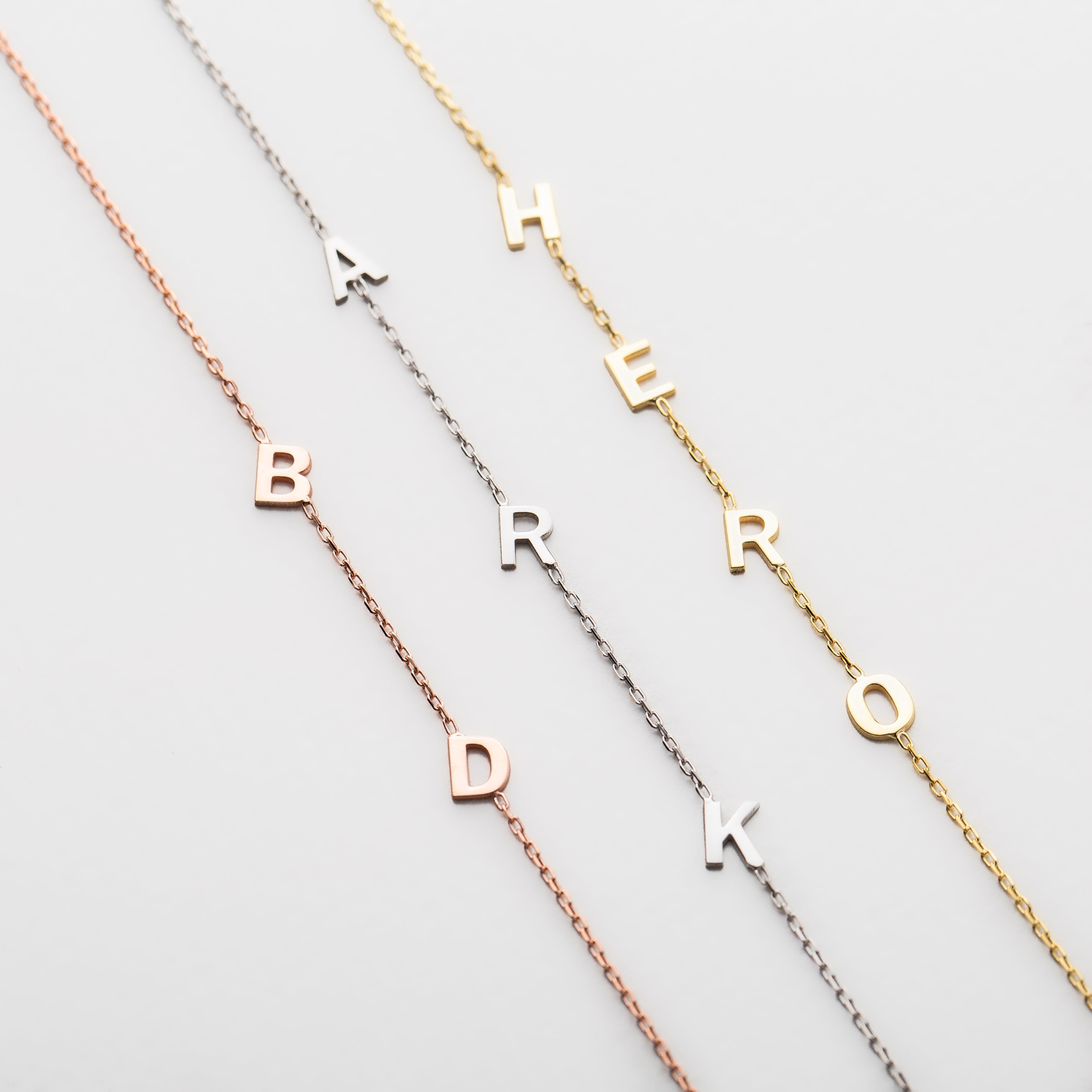14K Solid Gold Sideways Initial Necklace – BeccaPrado